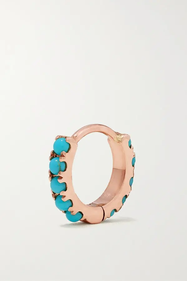 MARIA TASH 6.5mm 14-karat Rose Turquoise Single Hoop Earring