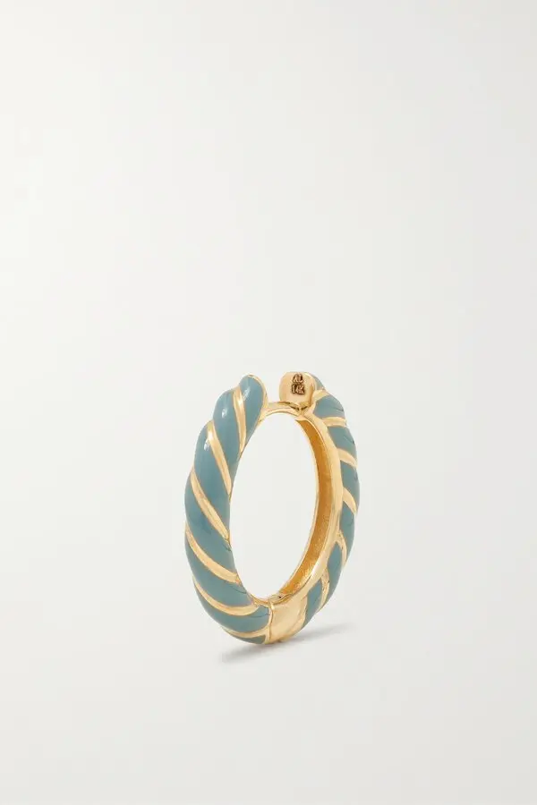 Alison Lou Medium Streamer 14-karat And Enamel Hoop Earrings