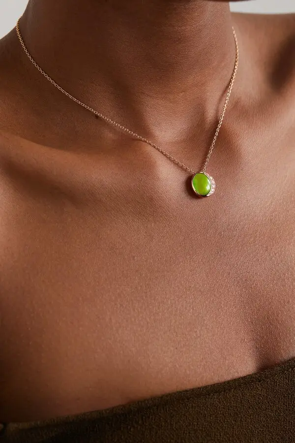 DAVID MORRIS Fortuna Large 18-karat Rose Chrysoprase And Diamond Necklace