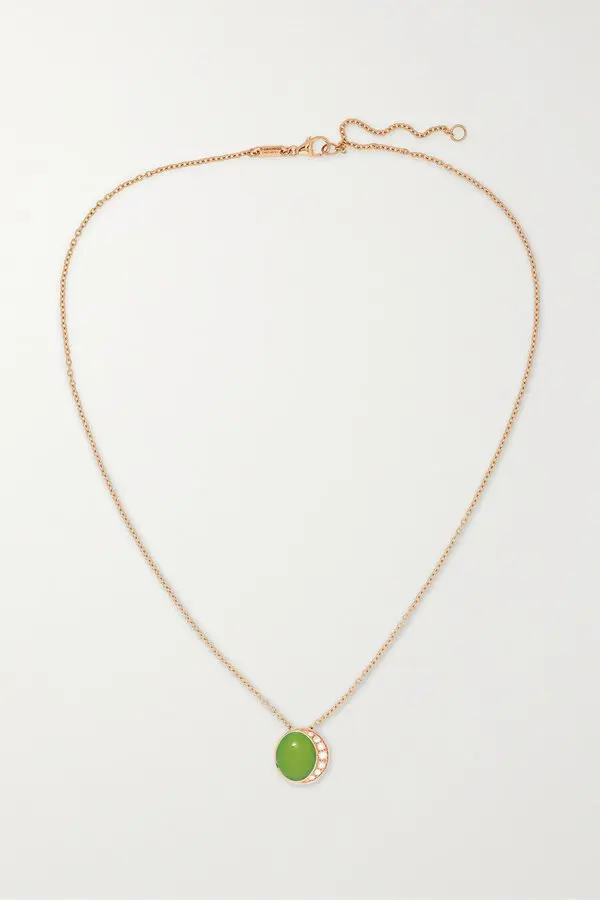 DAVID MORRIS Fortuna Large 18-karat Rose Chrysoprase And Diamond Necklace