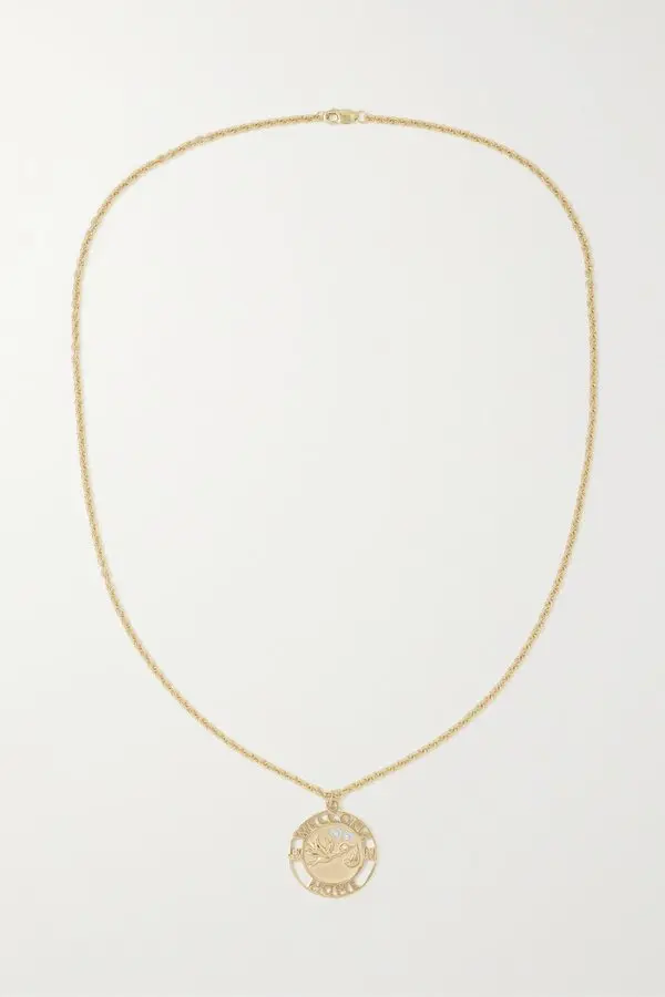 Alison Lou Welcome Home 14-karat Enamel And Diamond Necklace