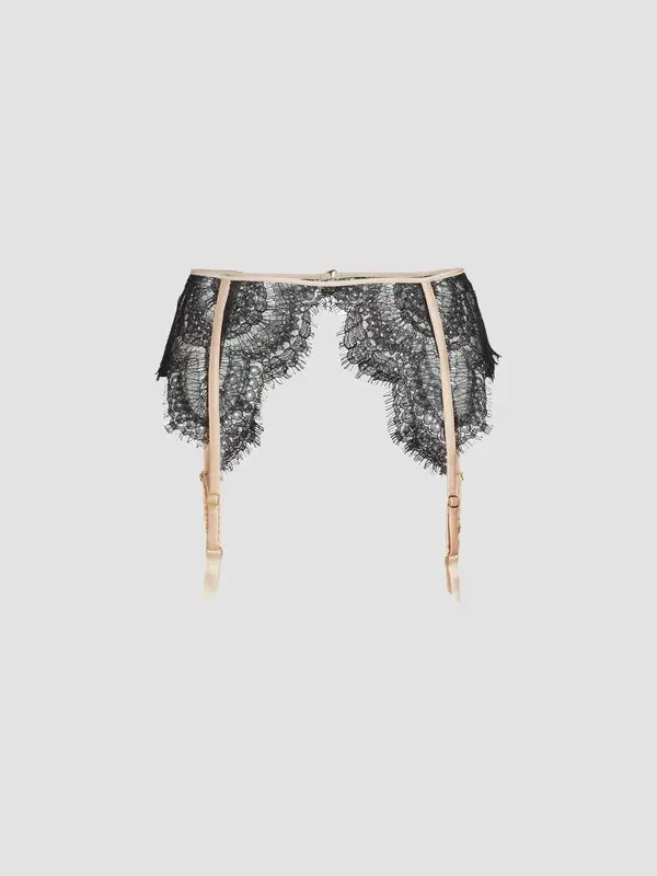 Kiki De Montparnasse Art Deco Eyelash-lace Garter - Black