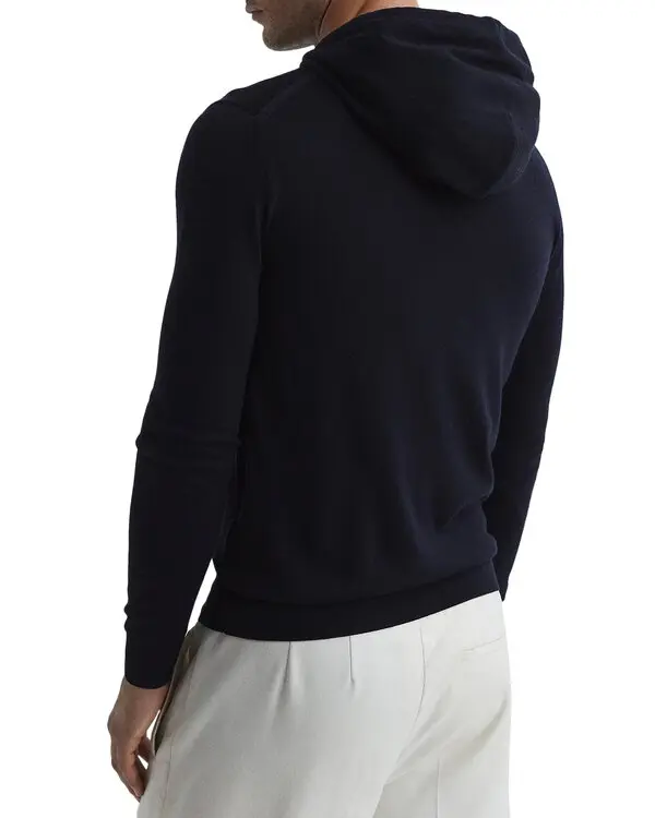 REISS Holland Merino Wool Hoodie - Navy