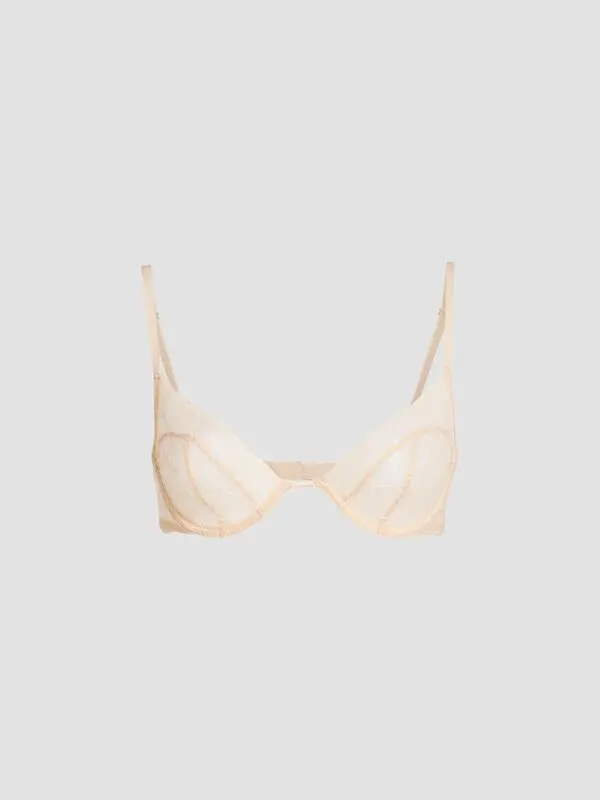 Kiki De Montparnasse Mon Cheri Sheer Lace Demi Bra - Blush