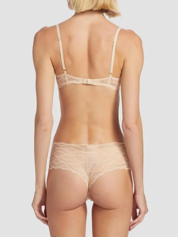 Kiki De Montparnasse Mon Cheri Sheer Lace Demi Bra - Blush