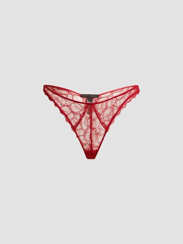 Kiki De Montparnasse Mon Cheri Sheer Lace Briefs - Red