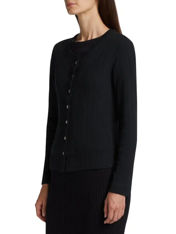 LESET Pointelle-knit Cotton Cardigan - Black