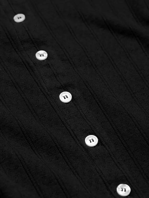 LESET Pointelle-knit Cotton Cardigan - Black