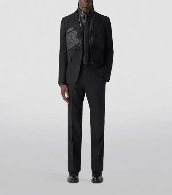 Burberry Equestrian Knight Jacquard Tuxedo Trousers