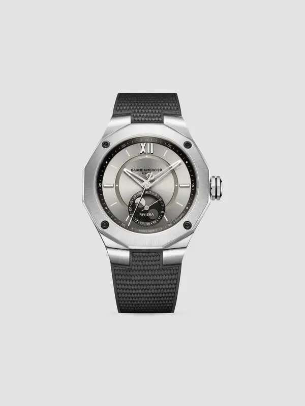 Baume & Mercier Riviera Stainless Steel & Rubber Moon-phase Watch