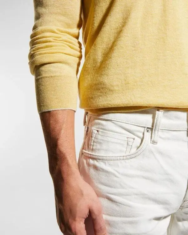 Neiman Marcus Extra Lightweight Wool-cashmere V-neck Sweater - Yellow