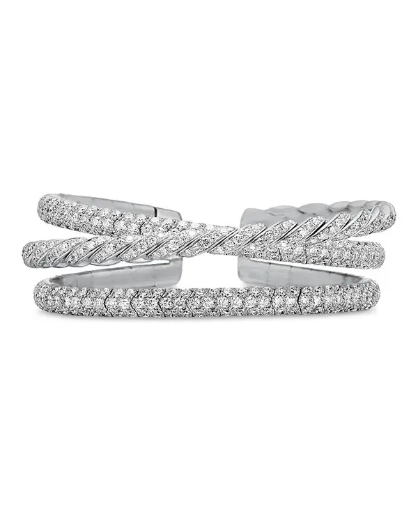 David Yurman Sculpted Cable Flex Diamond Bracelet 18.5mm - White