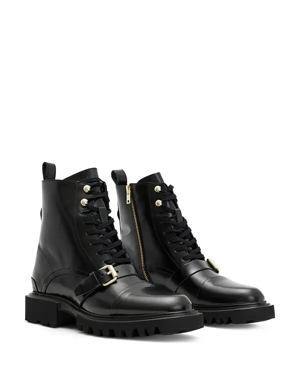 ALLSAINTS Tori Combat Boots - Black/warm Brass