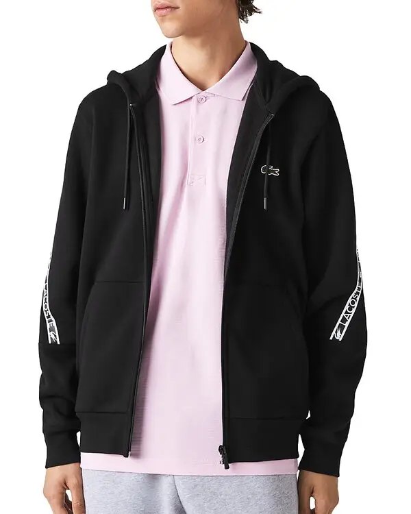 Lacoste Zip-front Hoodie With Printed Bands