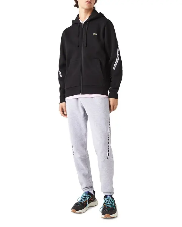 Lacoste Zip-front Hoodie With Printed Bands