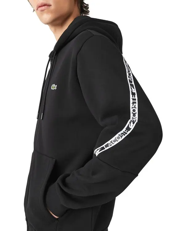 Lacoste Zip-front Hoodie With Printed Bands