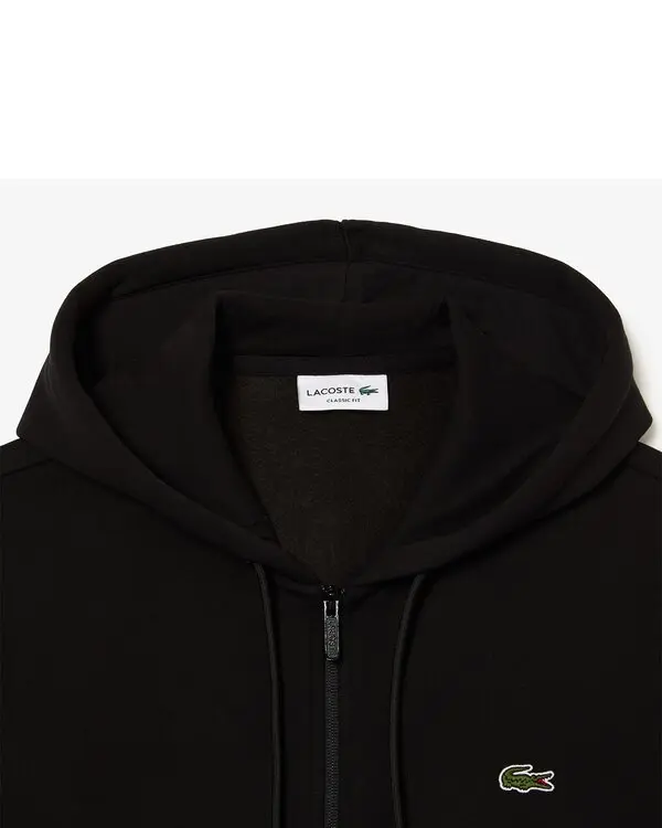 Lacoste Zip-front Hoodie With Printed Bands