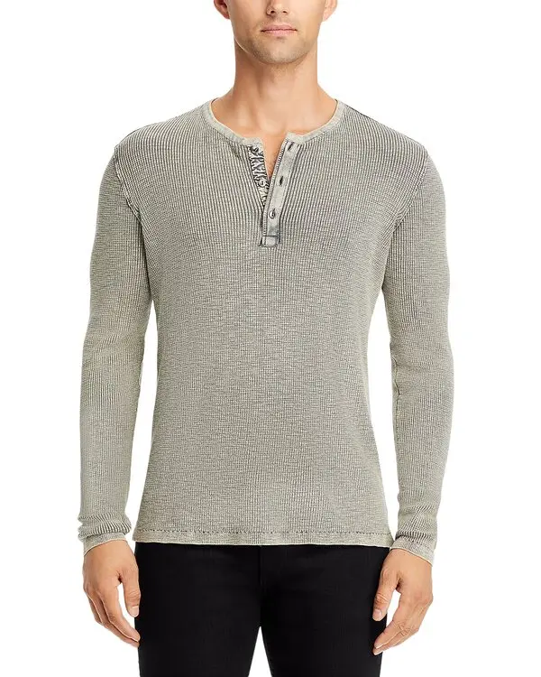 John Varvatos Memphis Waffle Henley - Gray Heather
