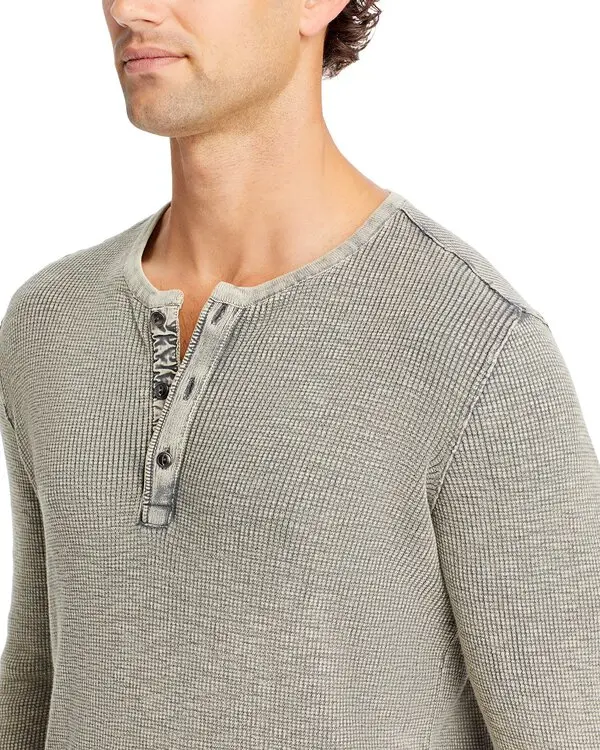 John Varvatos Memphis Waffle Henley - Gray Heather