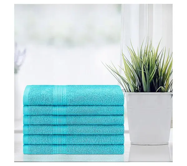 SUPERIOR Cotton 6-piece Solid Hand Towel Set - One-color