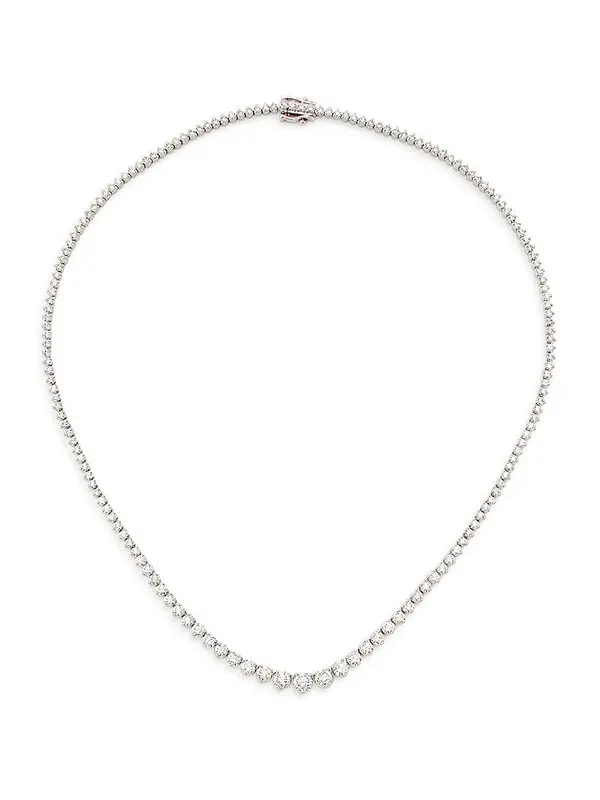 Saks Fifth Avenue Collection 14k Gold & 10 Tcw Natural Diamond Tennis Necklace - White