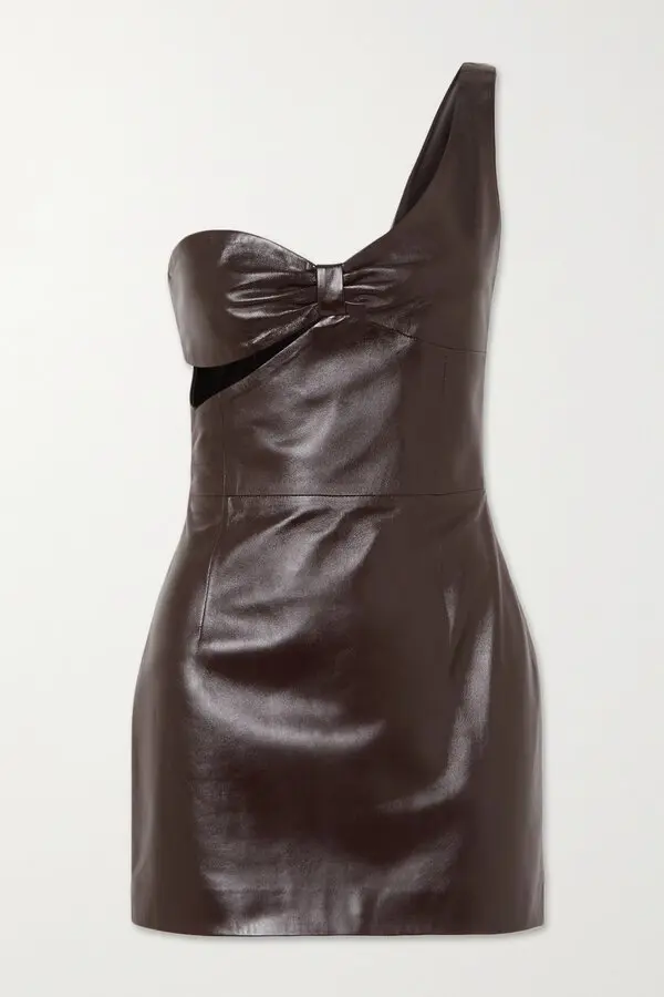Zeynep Arçay One-shoulder Leather Mini Dress