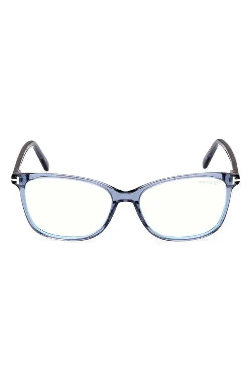 TOM FORD 54mm Square Eyeglasses - Shiny Blue