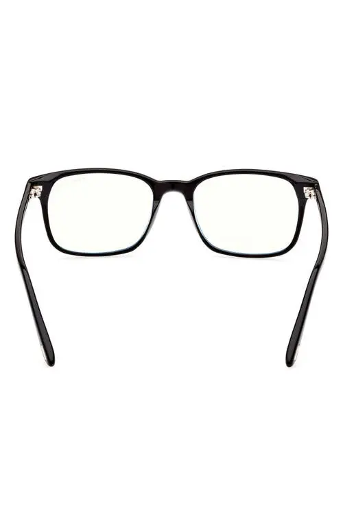 TOM FORD 53mm Rectangular Blue Light Blocking Eyeglasses - Shiny Black