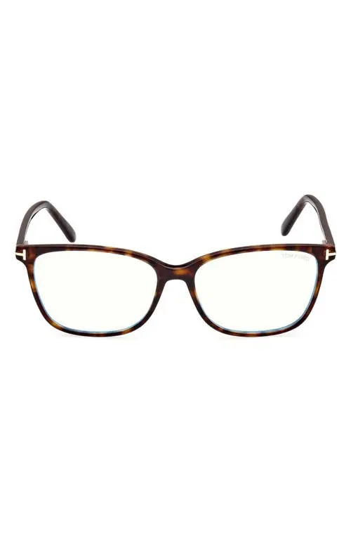 TOM FORD 56mm Rectangle Eyeglasses - Dark Havana