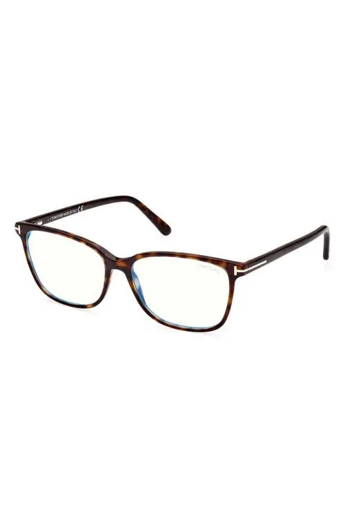 TOM FORD 56mm Rectangle Eyeglasses - Dark Havana