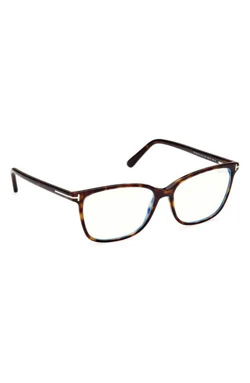 TOM FORD 56mm Rectangle Eyeglasses - Dark Havana