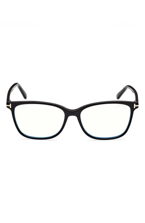 TOM FORD 56mm Rectangle Eyeglasses - Shiny Black