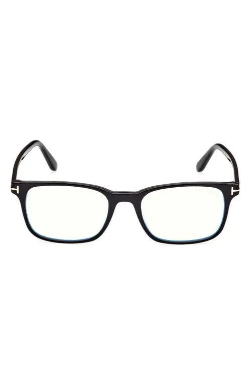 TOM FORD 55mm Rectangular Eyeglasses - Shiny Black