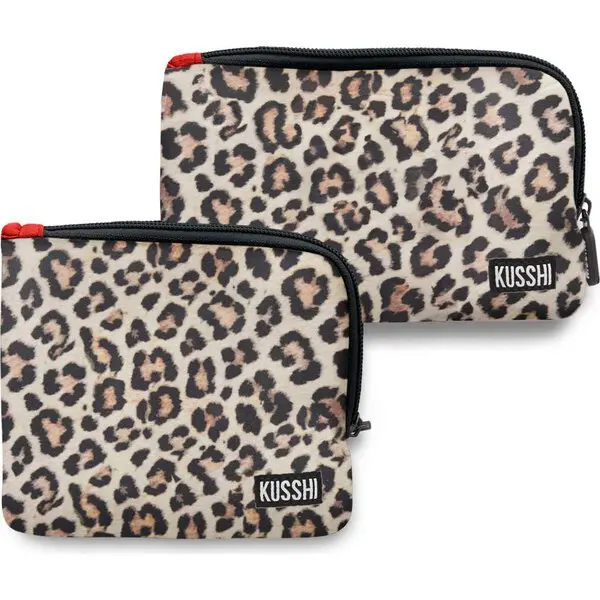 KUSSHI On The Go Pouch Set - Leopard/red