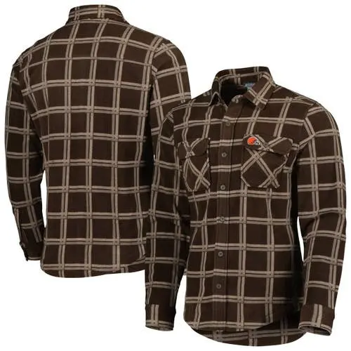 ANTIGUA Cleveland S Industry Flannel Button-up Shirt Jacket - Brown