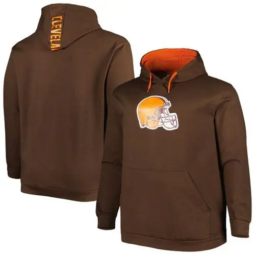 Profile Cleveland Browns Big & Tall Logo Pullover Hoodie - Brown