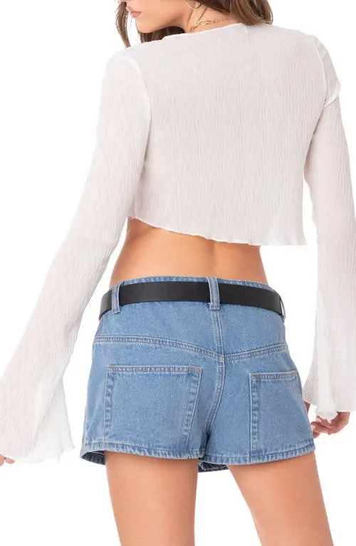 EDIKTED Sheer Raw Hem Crop Top