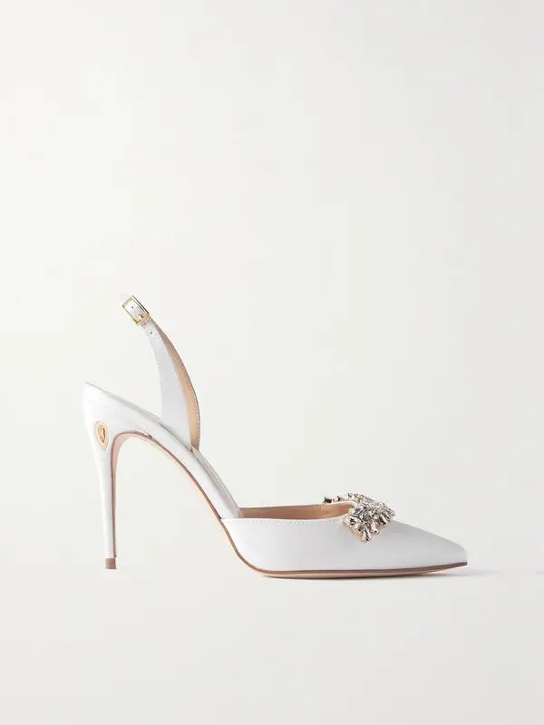 Jennifer Chamandi Vittorio 105mm Jewel-trimmed Pumps - White