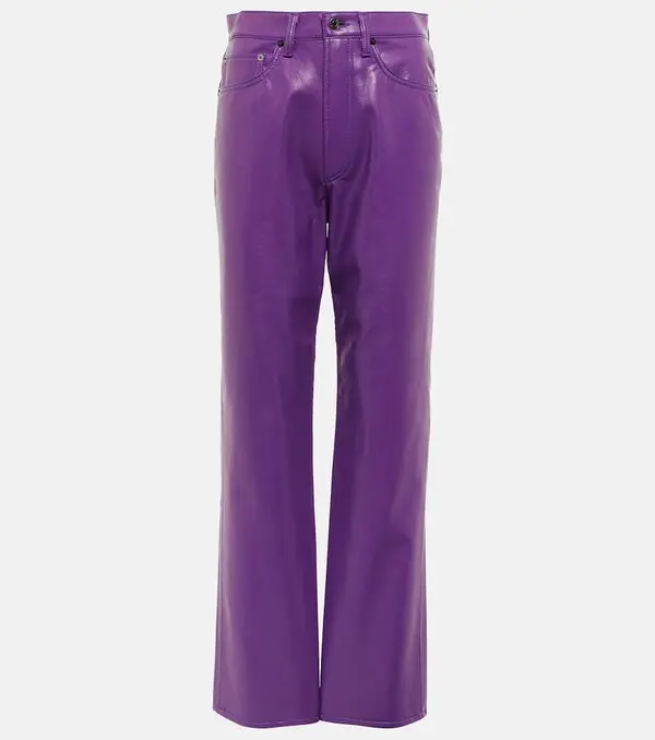 AGOLDE 90s Pinch High-rise Faux Leather Pants - Purple