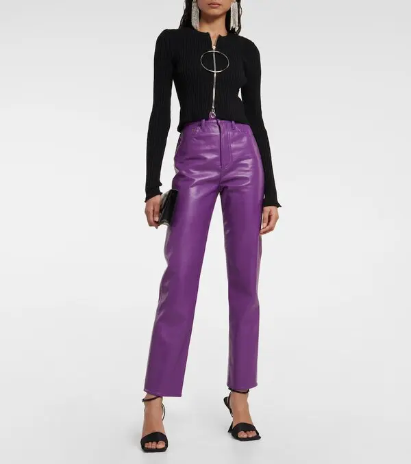 AGOLDE 90s Pinch High-rise Faux Leather Pants - Purple