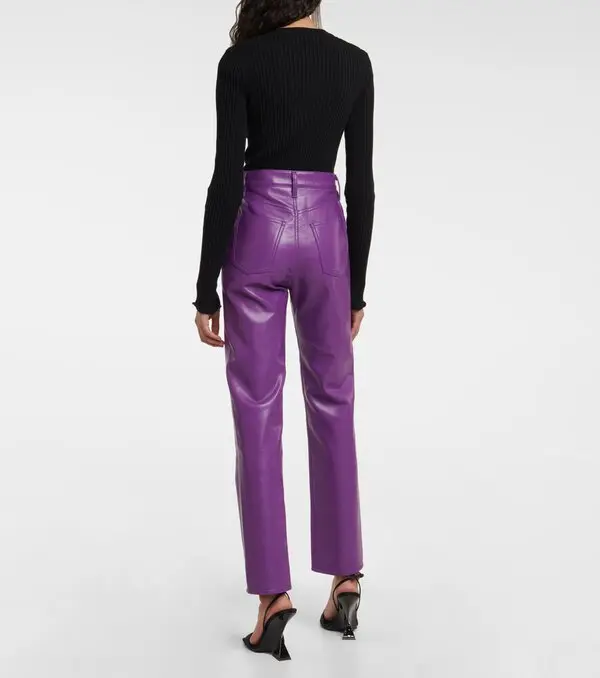 AGOLDE 90s Pinch High-rise Faux Leather Pants - Purple