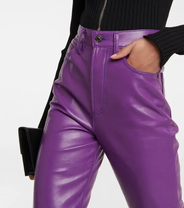 AGOLDE 90s Pinch High-rise Faux Leather Pants - Purple
