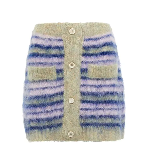 Marni Striped Mohair-blend Miniskirt - Multicoloured