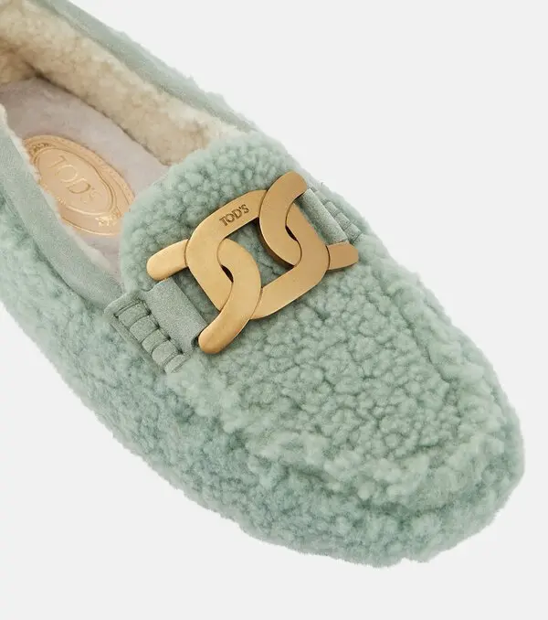TOD'S Gommino Shearling Loafers - Green