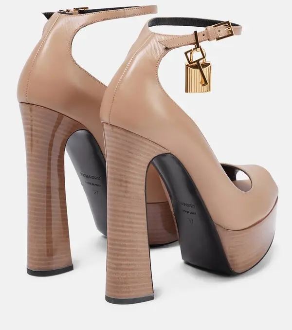 TOM FORD Padlock Platform Leather Sandals