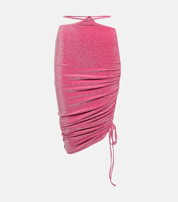 BANANHOT Ariel Ruched Midi Skirt - Pink