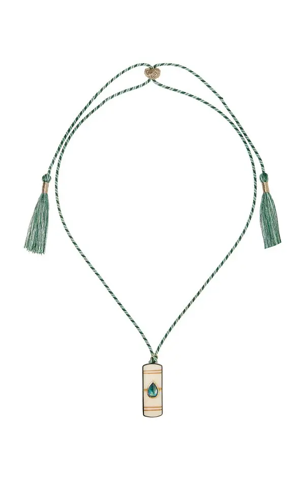 DANY CHADY 18k Yellow Gold Silk, Resin And Topaz Necklace