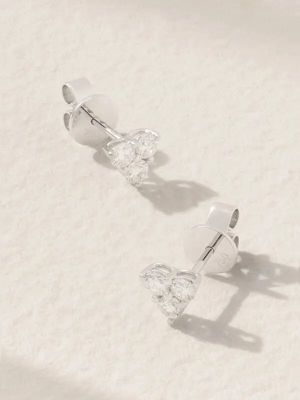 ANITA KO Trillion Diamond Earrings - Silver