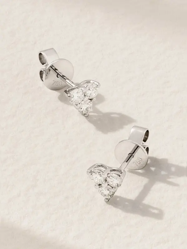 ANITA KO Trillion Diamond Earrings - Silver