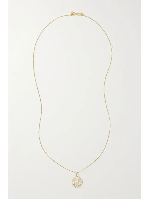SYDNEY EVAN Medium Happy Face 14-karat Diamond Necklace